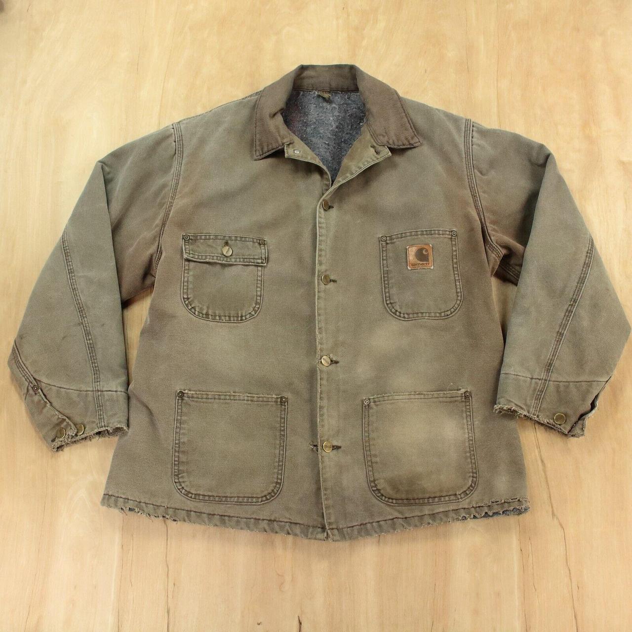 vtg usa made CARHARTT lined chore jacket LARGE... - Depop