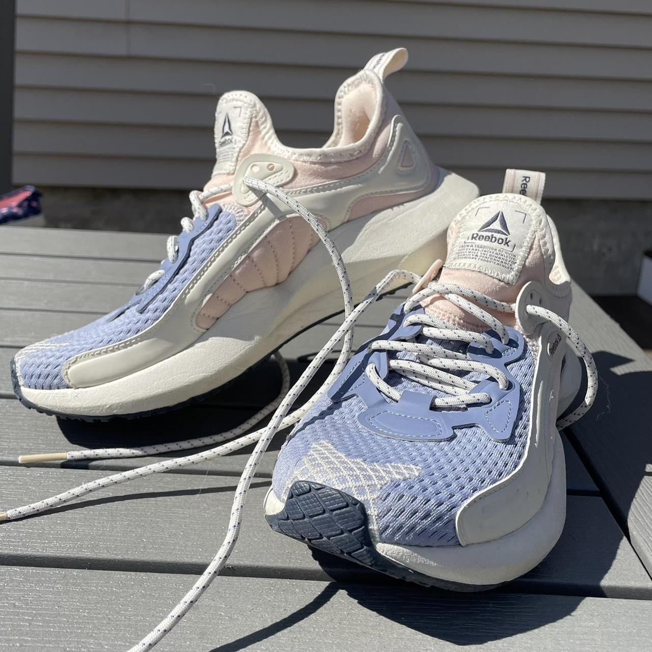 pink and purple chunky reebok sneakers these are... - Depop