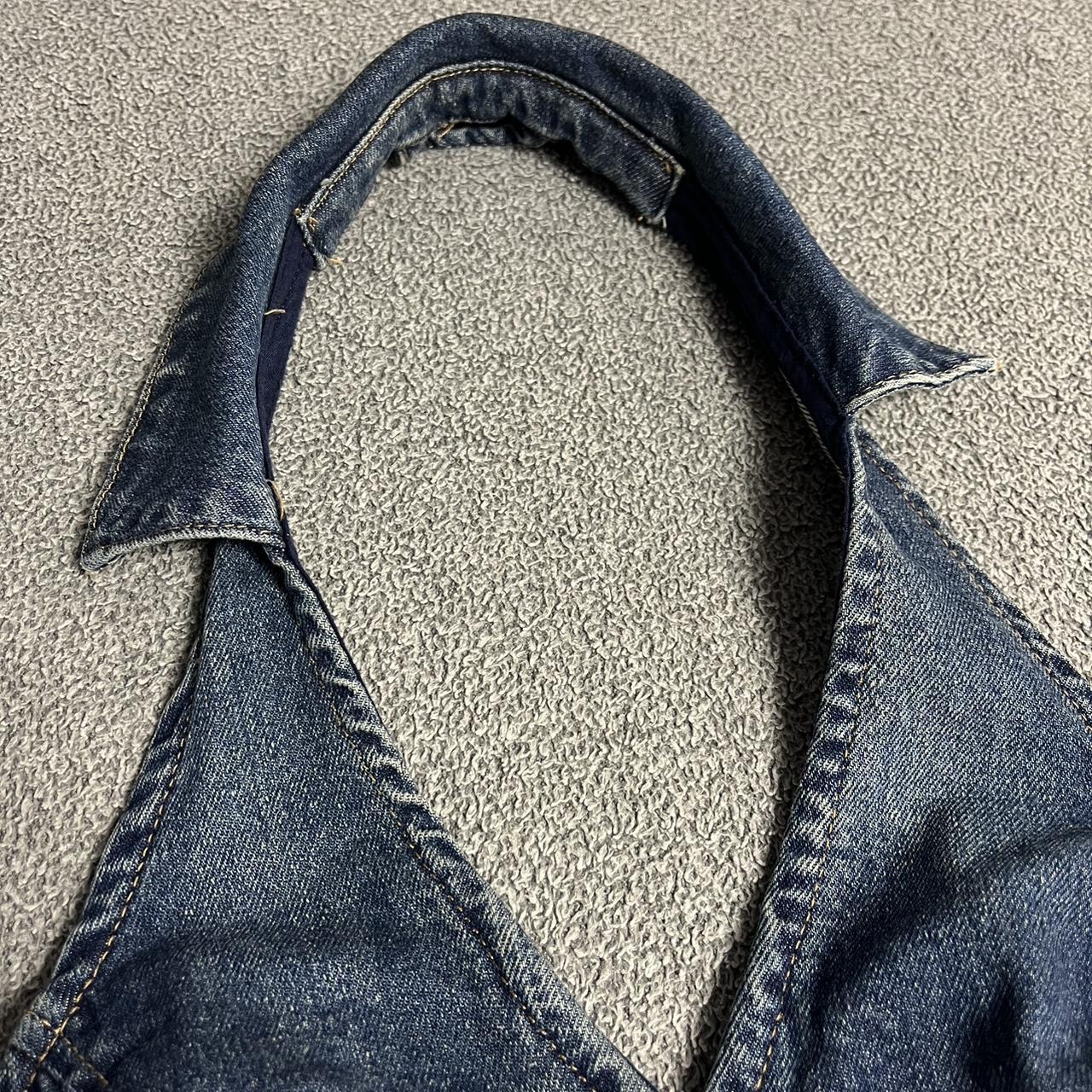 Blue denim halter crop top vest with buttons #croptop - Depop