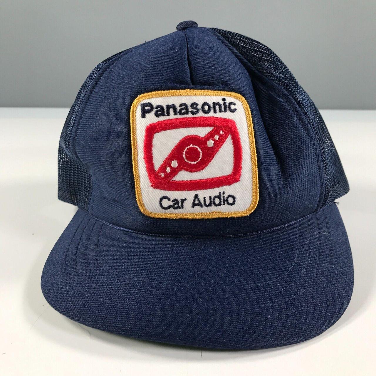 Vintage Panasonic Car Audio Trucker Hat Navy Blue... - Depop