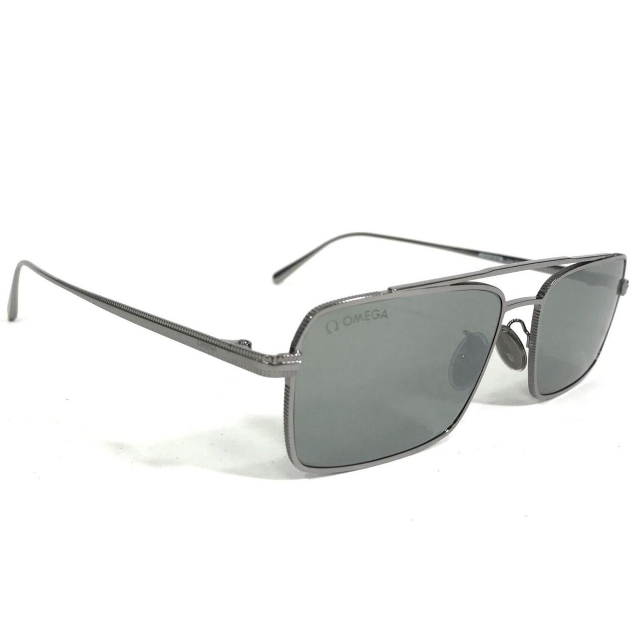 Omega Sunglasses OM 0028-H 08Q Silver Rectangular... - Depop