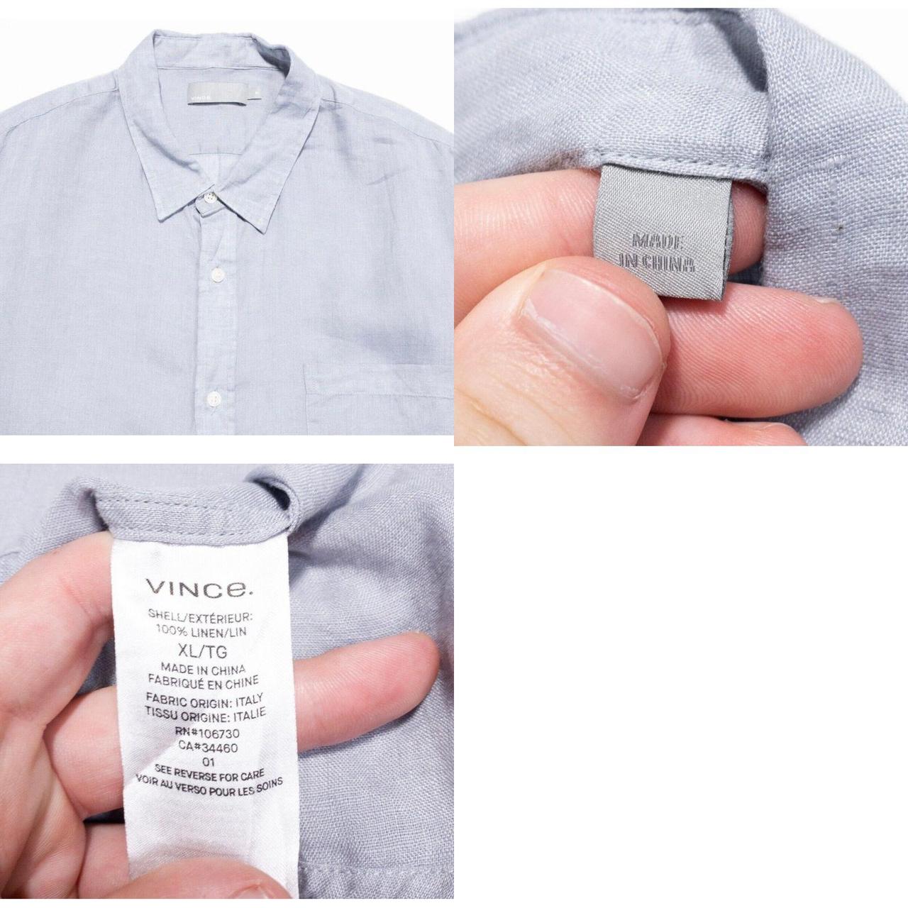 Vince Linen Shirt Men's XL Light Gray Short Sleeve... - Depop