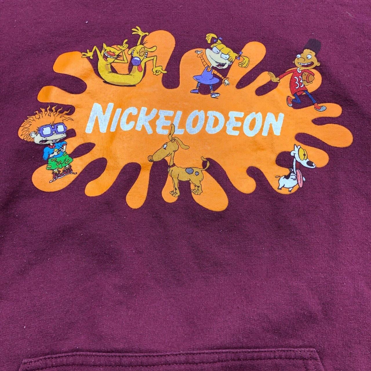 Nickelodeon Maroon Classic Characters Graphic Hooded... - Depop