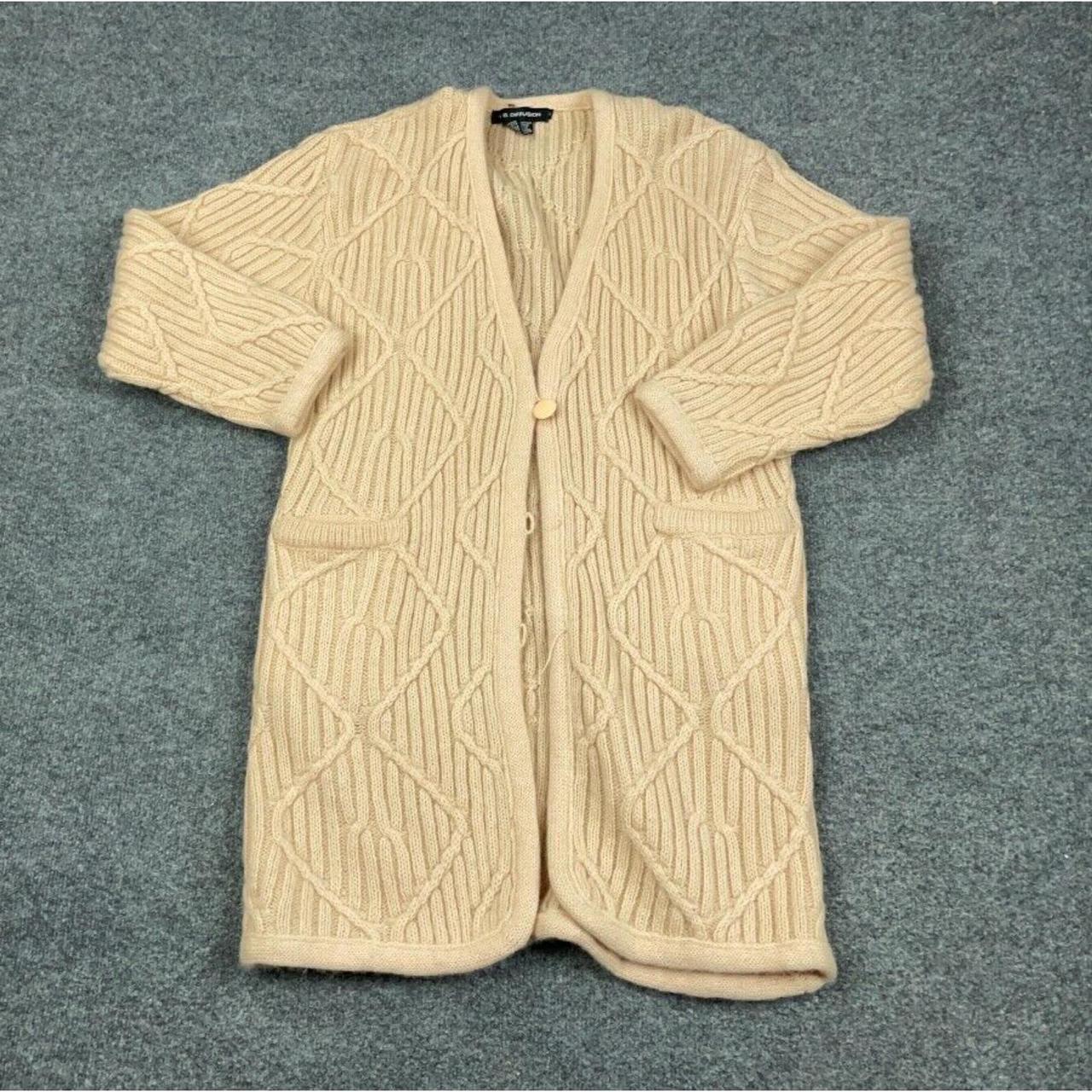 VTG IB Diffusion Peach Mohair Blend Long Cardigan... - Depop