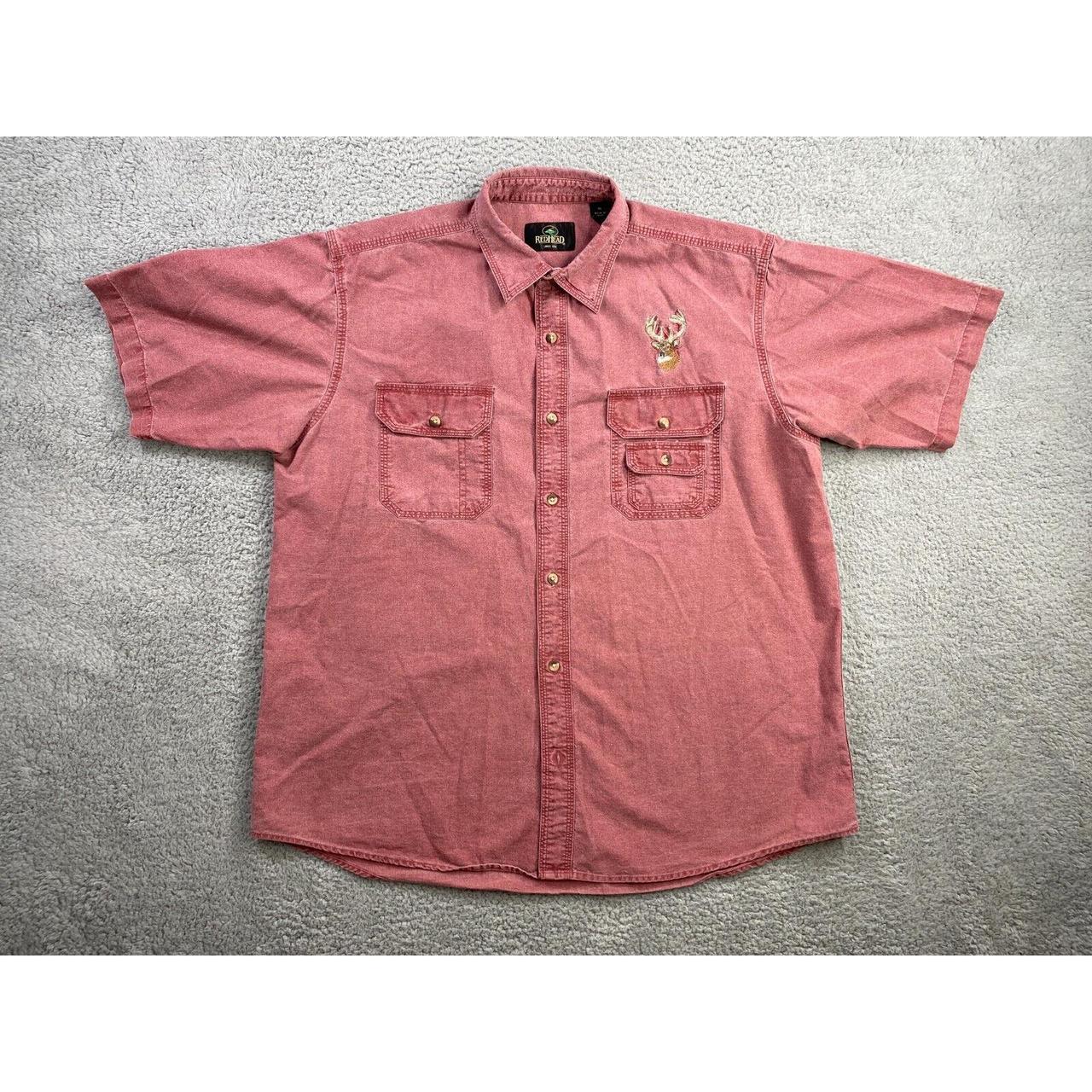 RedHead Shirt Mens XL Red Cotton Short Sleeve Dear... - Depop