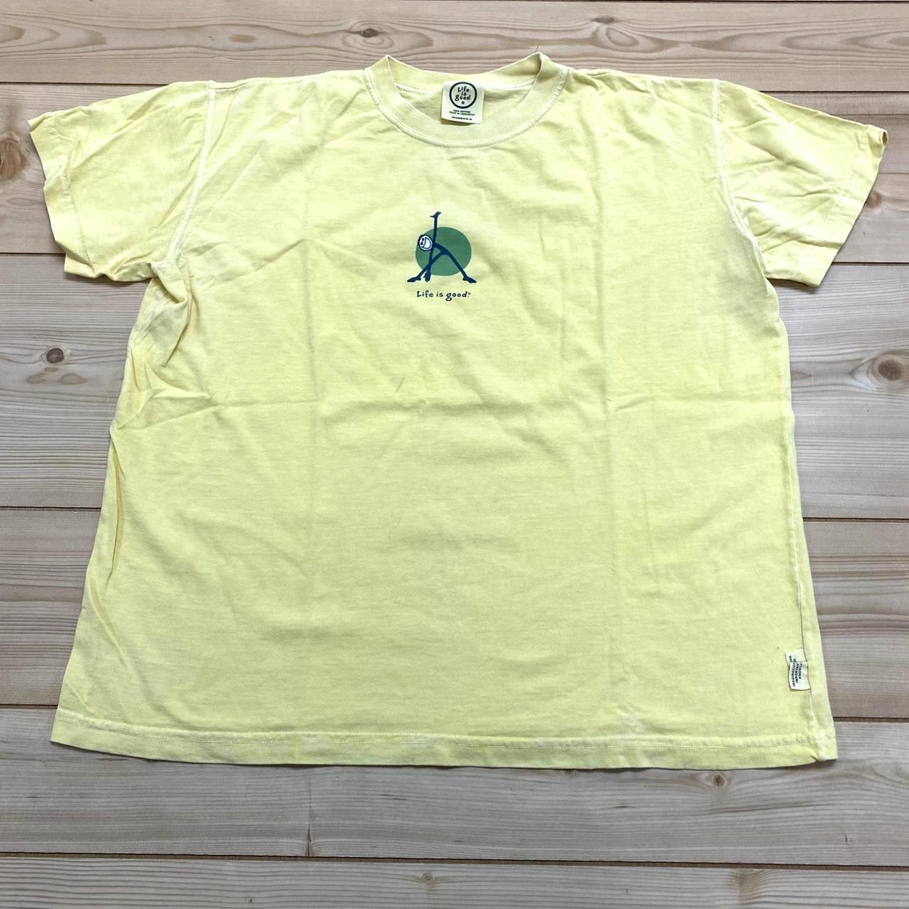 Life is Good Yellow Graphic Stick Figure Short... - Depop