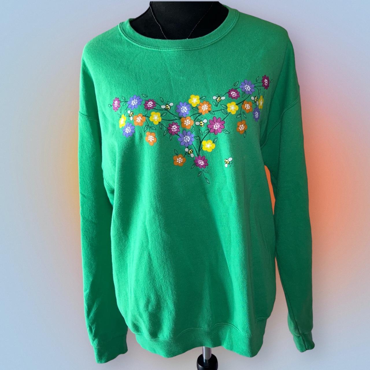 Green spring crew neck sweater No tag fits like a... - Depop