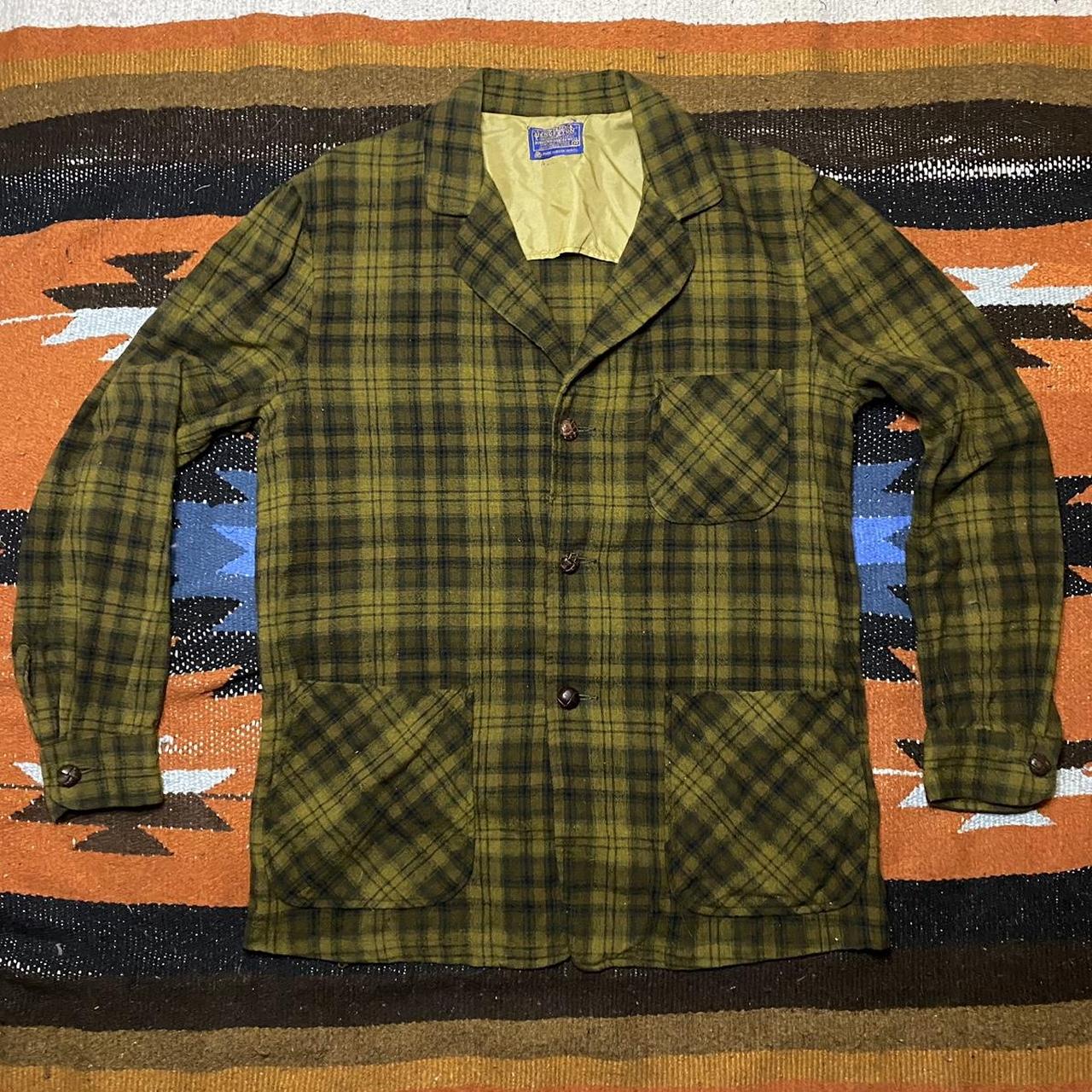 Pendleton Men's Green and Khaki Coat | Depop