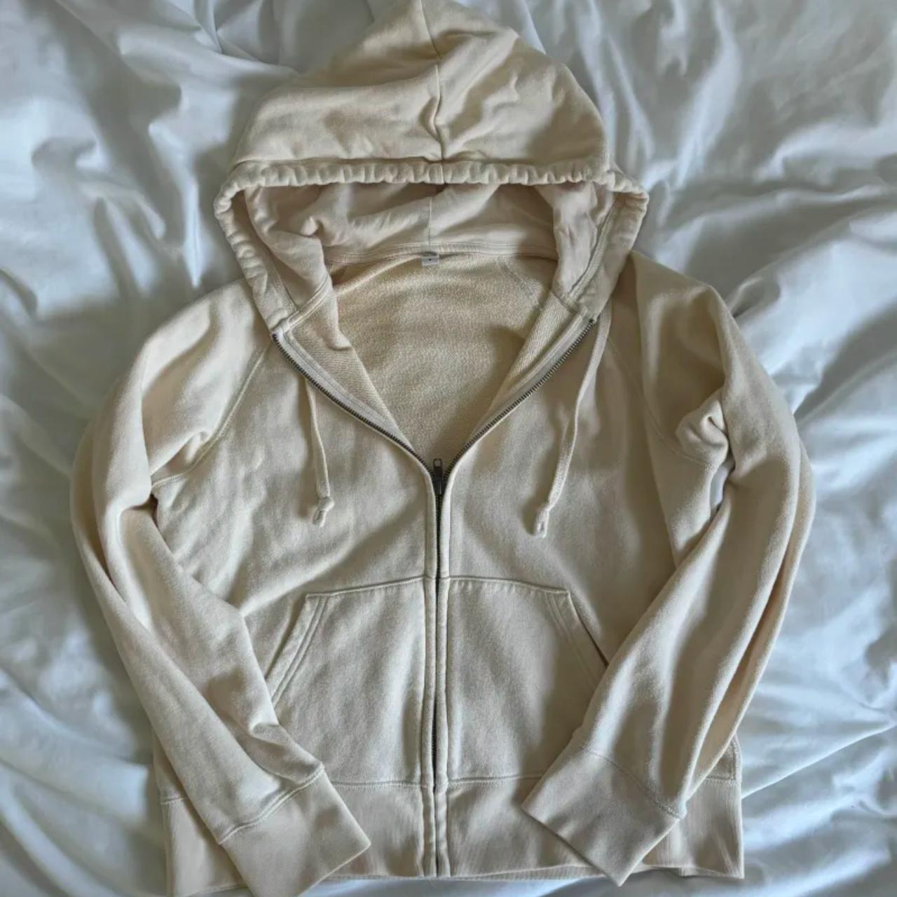 cute, minimal, cream colored, medium Uniqlo hoodie.... - Depop