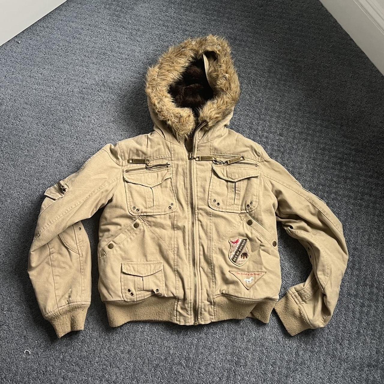 Y2k bomber jacket great for winter very warm with... - Depop