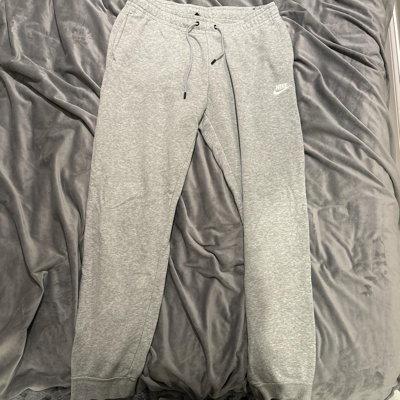 grey nike sweatpants woman’s medium no rips or... - Depop