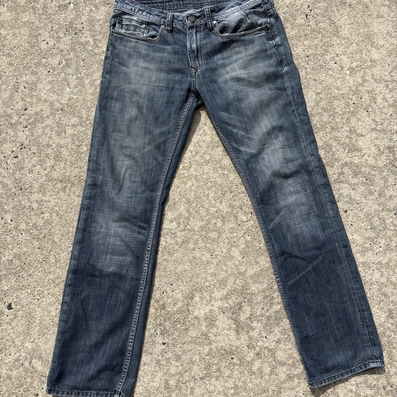Vintage Buffalo Slim Straight Six Denim Jeans Dark... | Depop