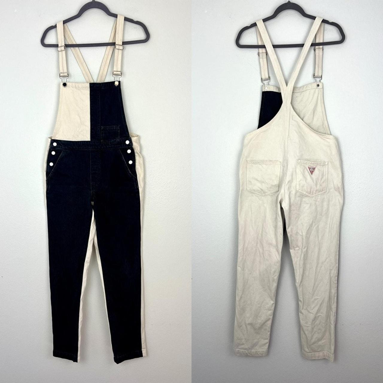 Guess | Black White Retro Two Tone Overalls Triangle... - Depop
