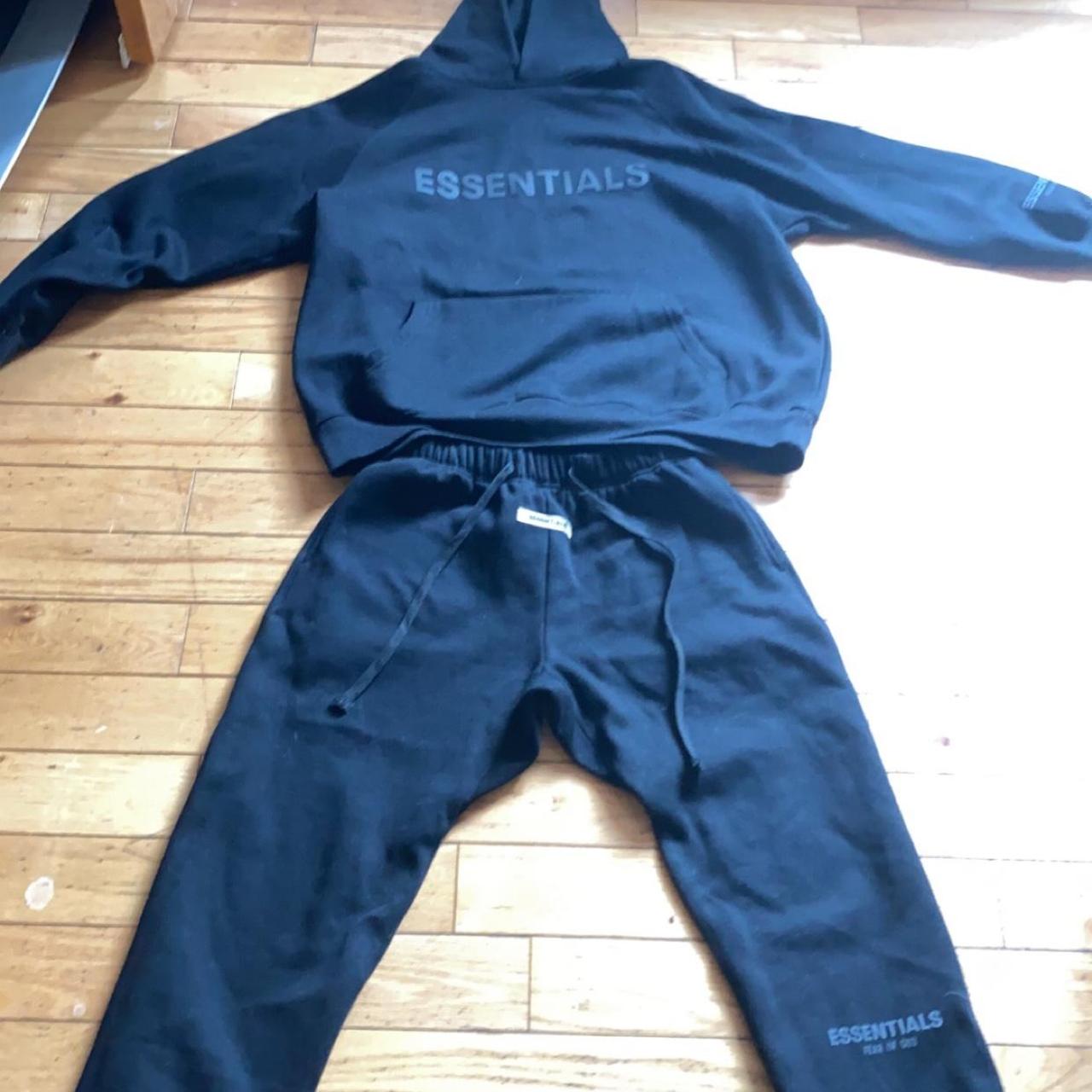 Black Essentials tracksuit Size L true to size Brand... - Depop