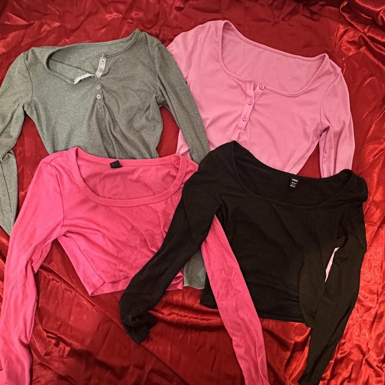 Shein bundle of 4 long sleeve shirts in pink(s)... | Depop