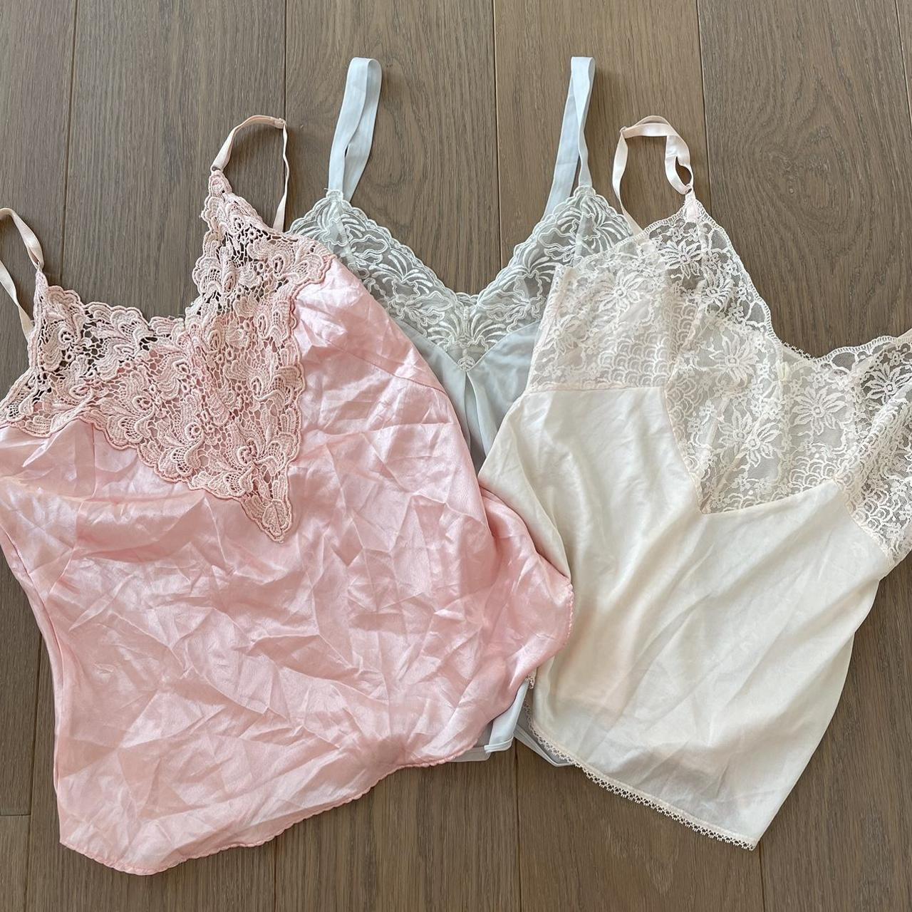 Three lace Italian vintage camis All size 8 One... - Depop