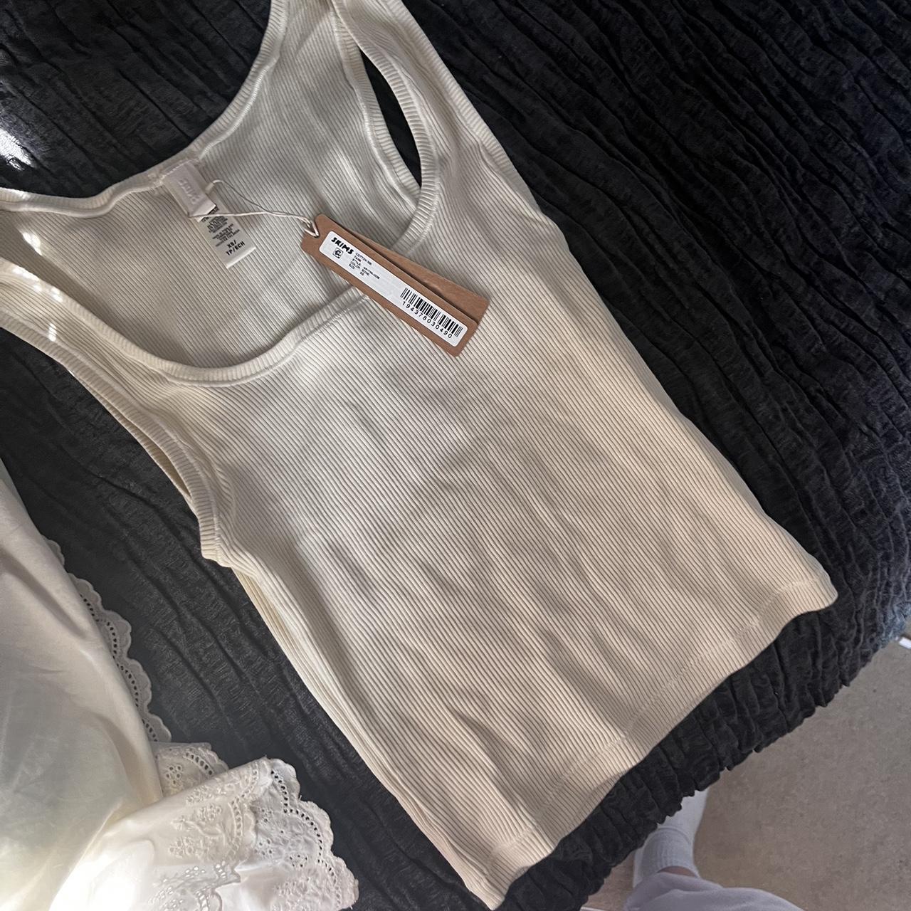 Cozy and basic SKIMS ribbed tank in color Bone 🦴... - Depop