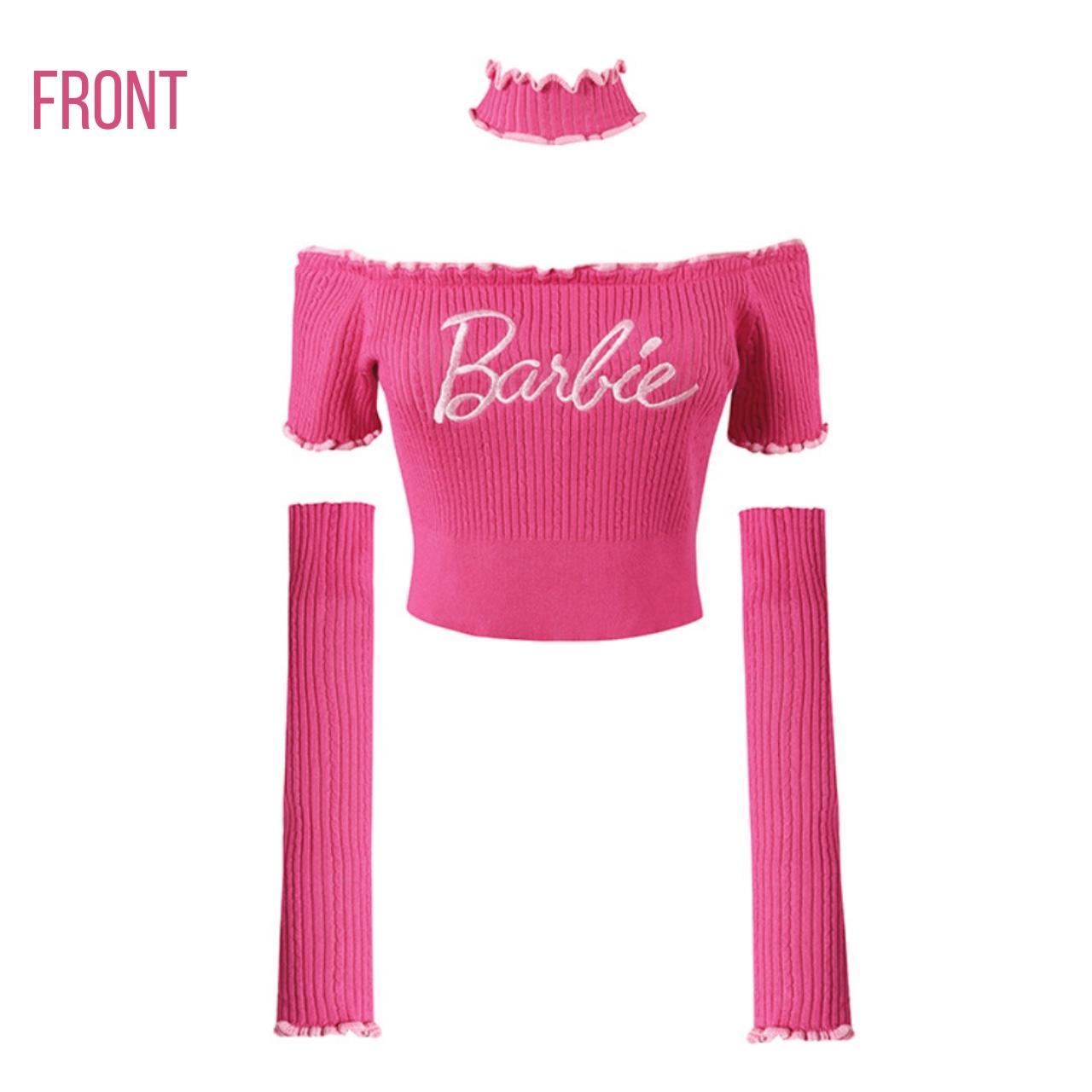 HANDMADE SPLIT SLEEVE CROP TOP (BARBIE) ONE SIZE - ... - Depop