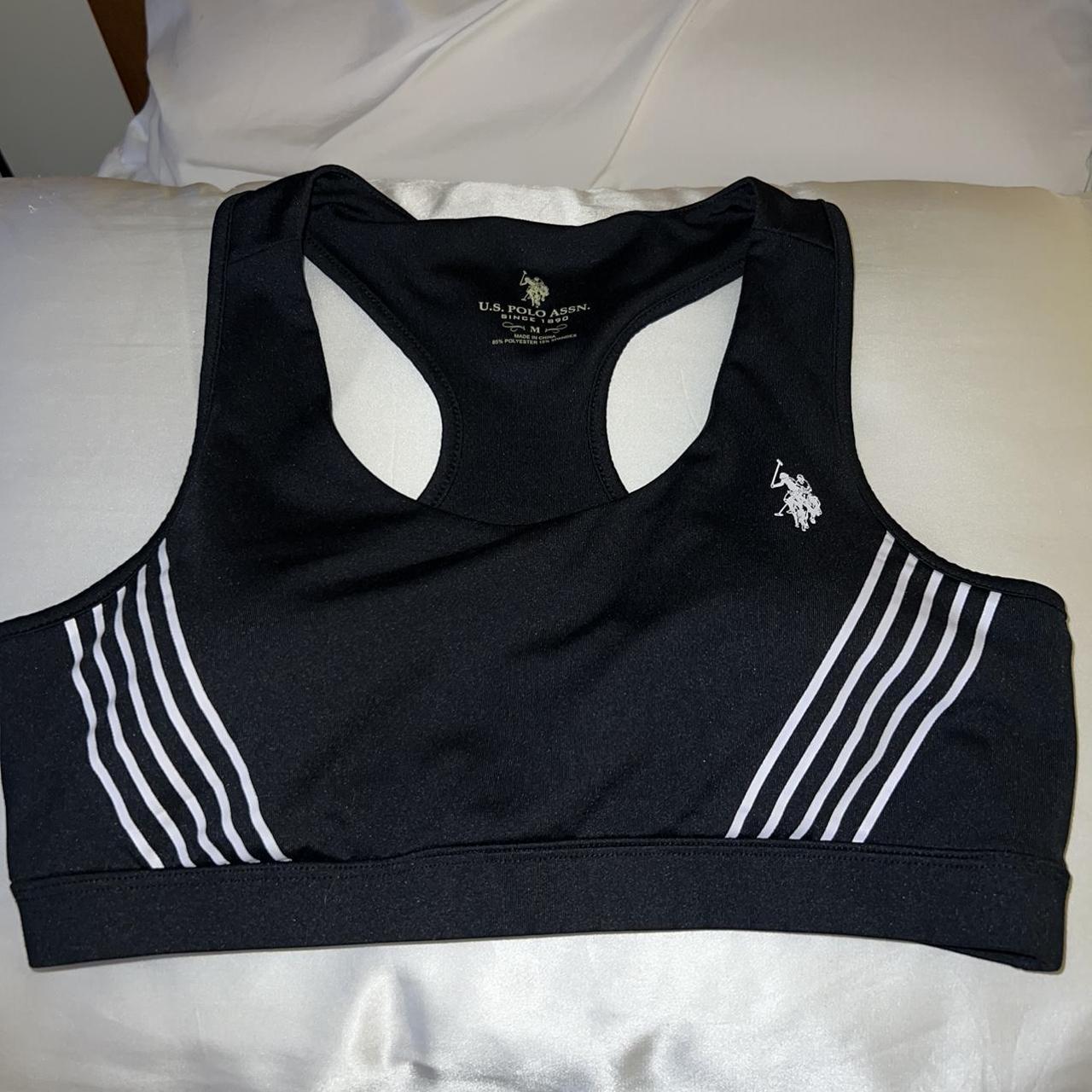 U.S. Polo Assn. Women's Black and White Bra | Depop