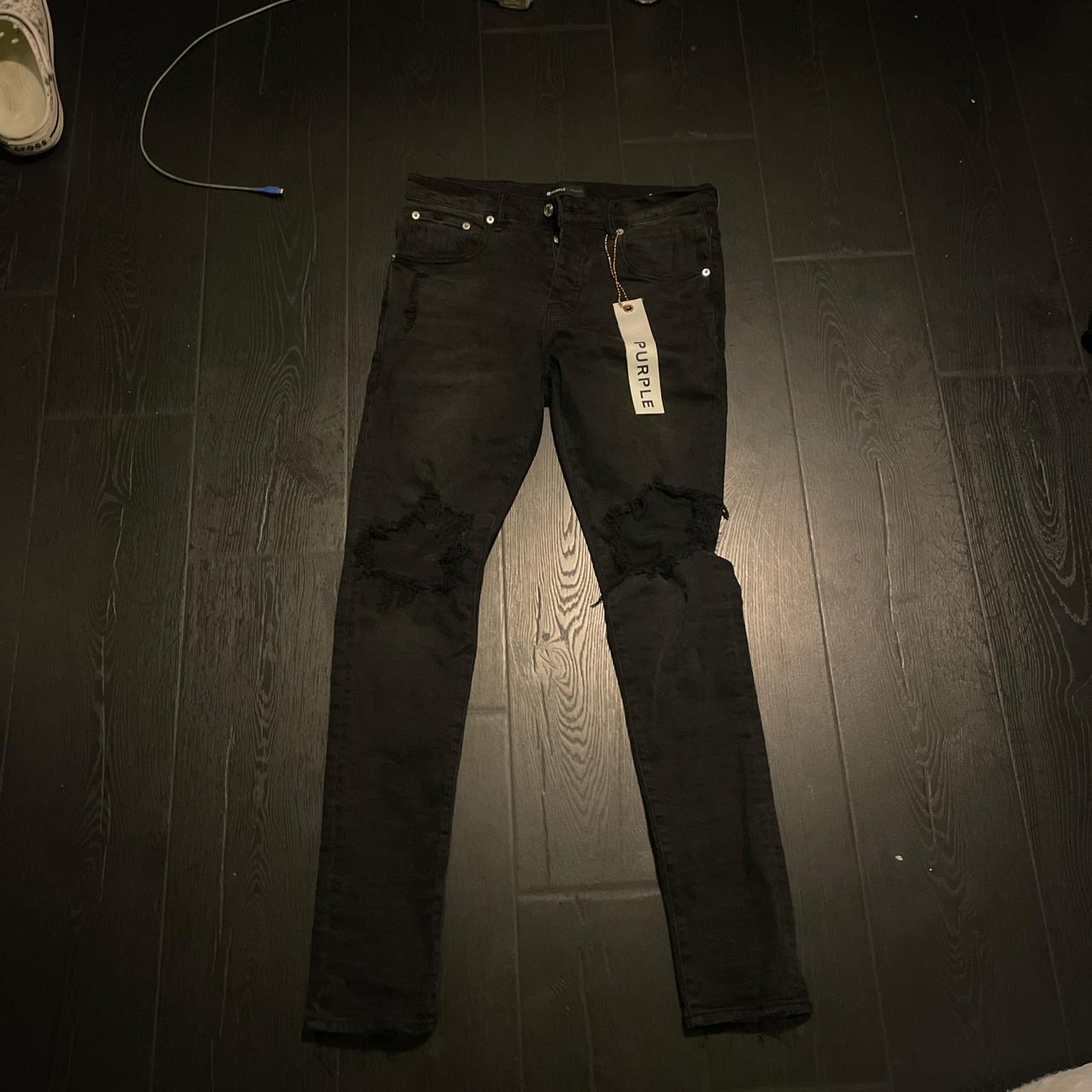 Black Ripped Purple Jeans Size 31 | Depop