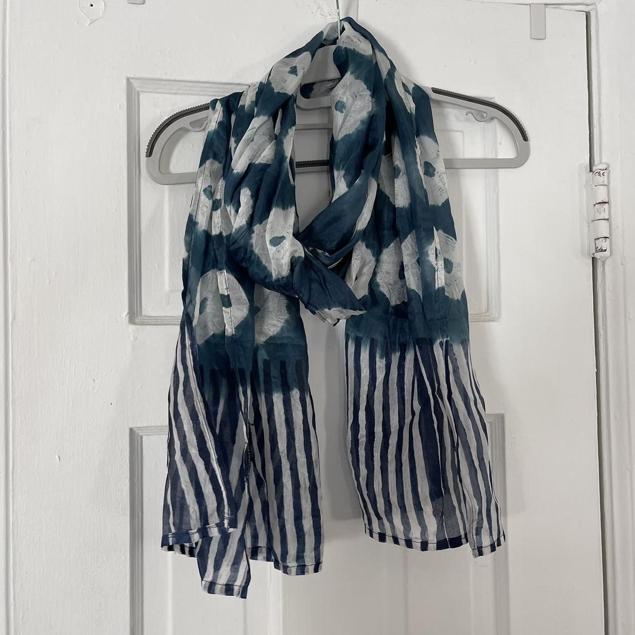 Women's Blue and White Scarf-wraps | Depop