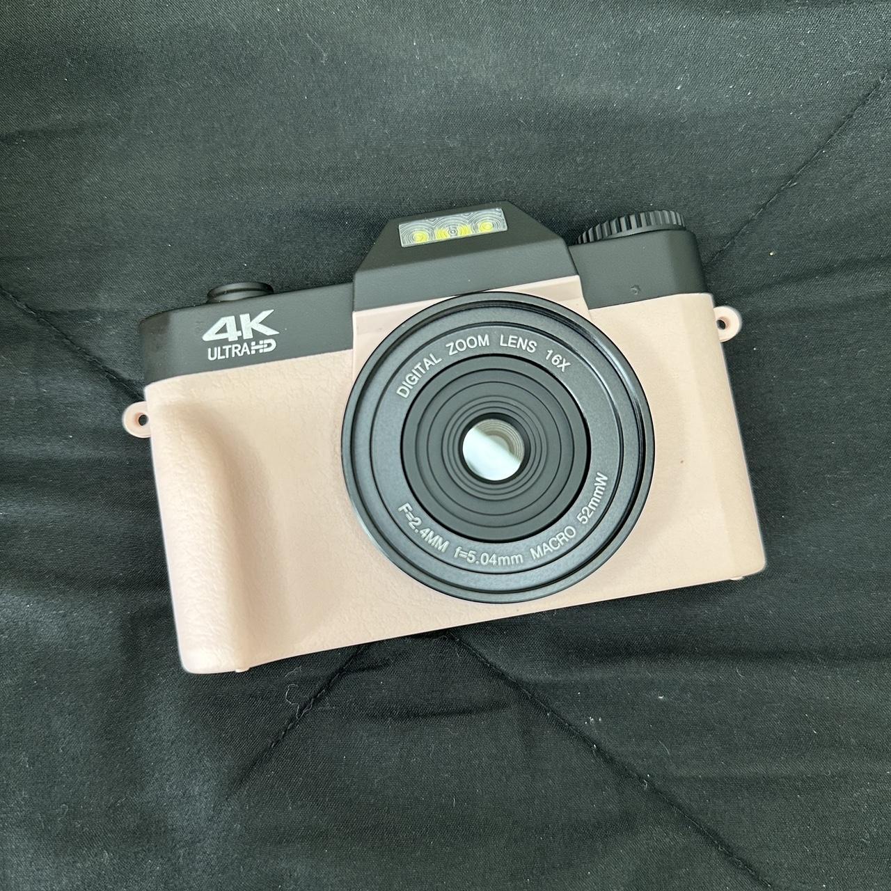 pink 4k camera Comes with charger, lens, Sd card - Depop