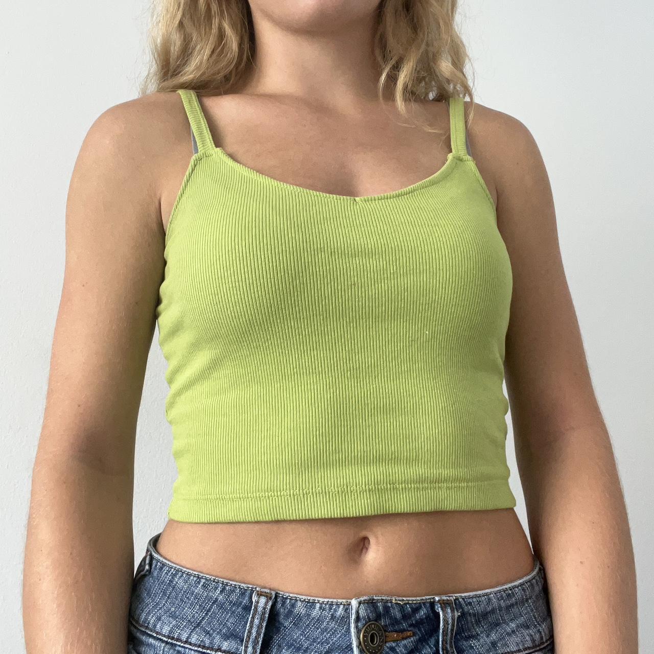 Ribbed lime green tank top Size xs Adjustable straps - Depop