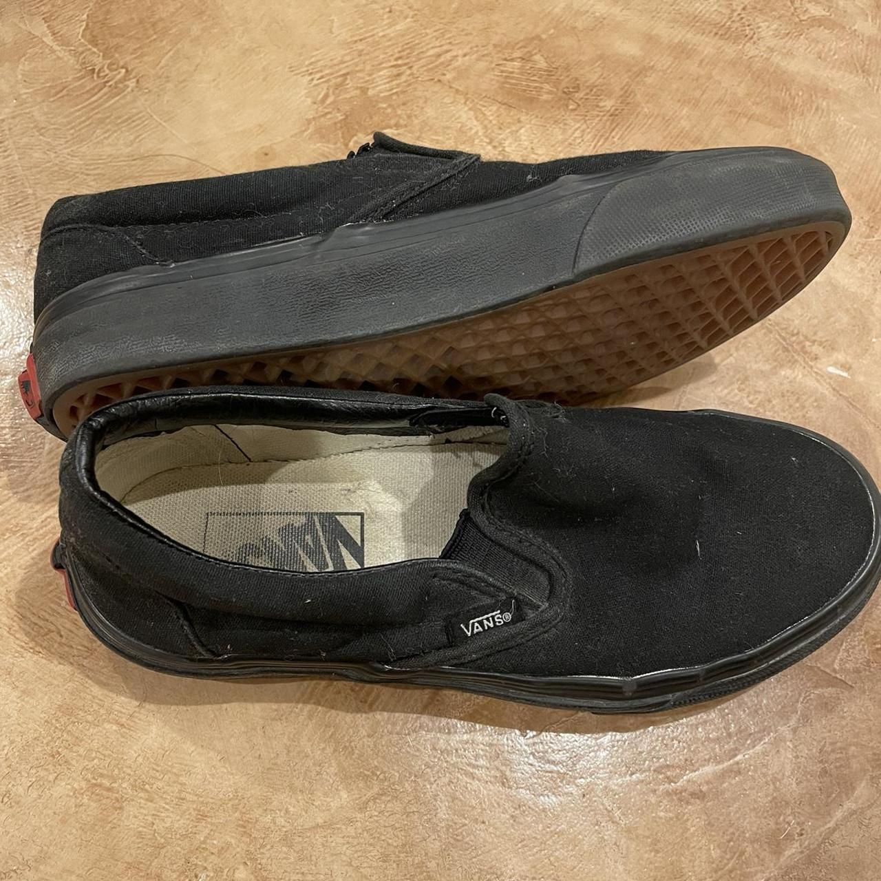 Black slip on Vans with gummy bottom! Size 6.5... - Depop