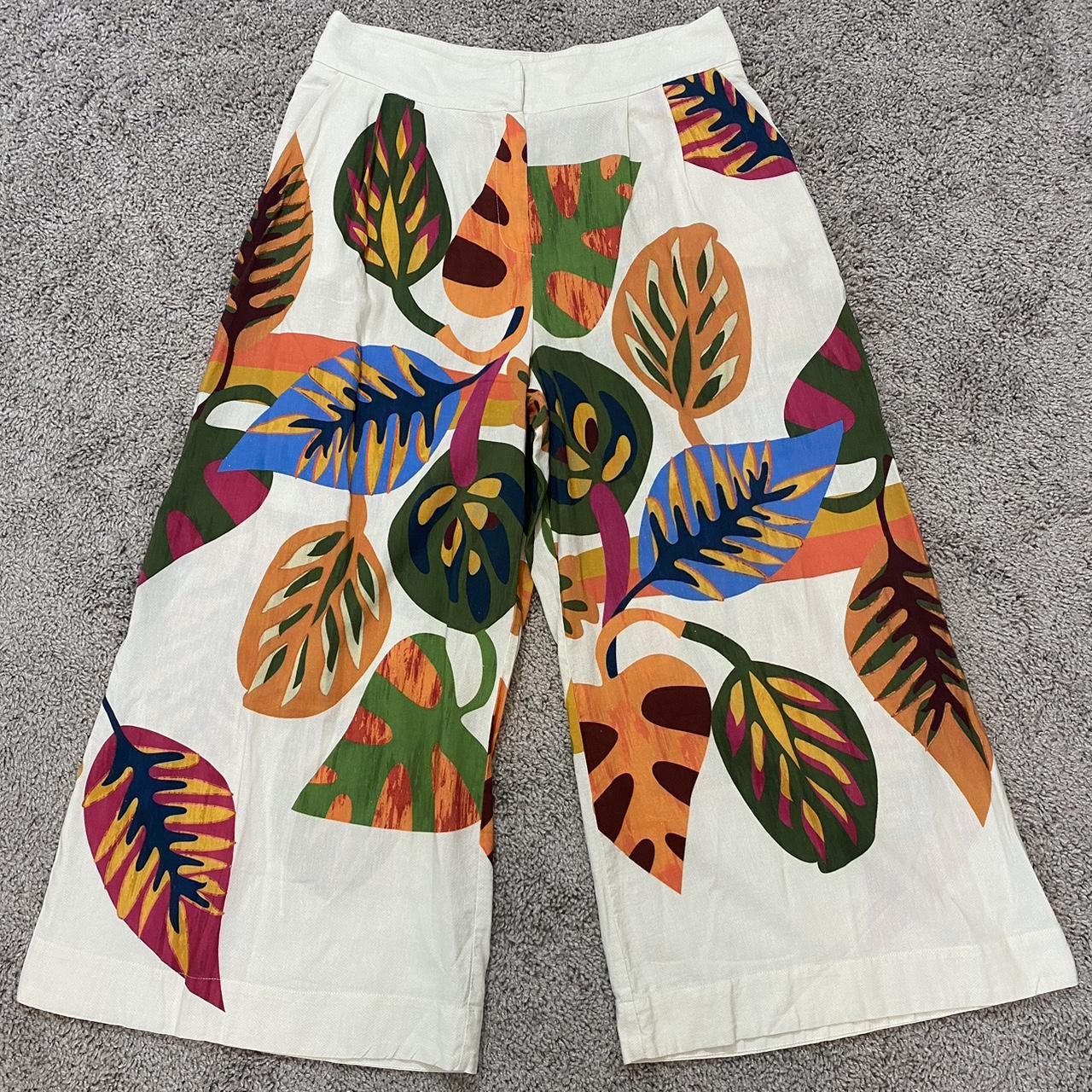Farm Rio for Anthropologie Botanical Wide Leg Pants... - Depop