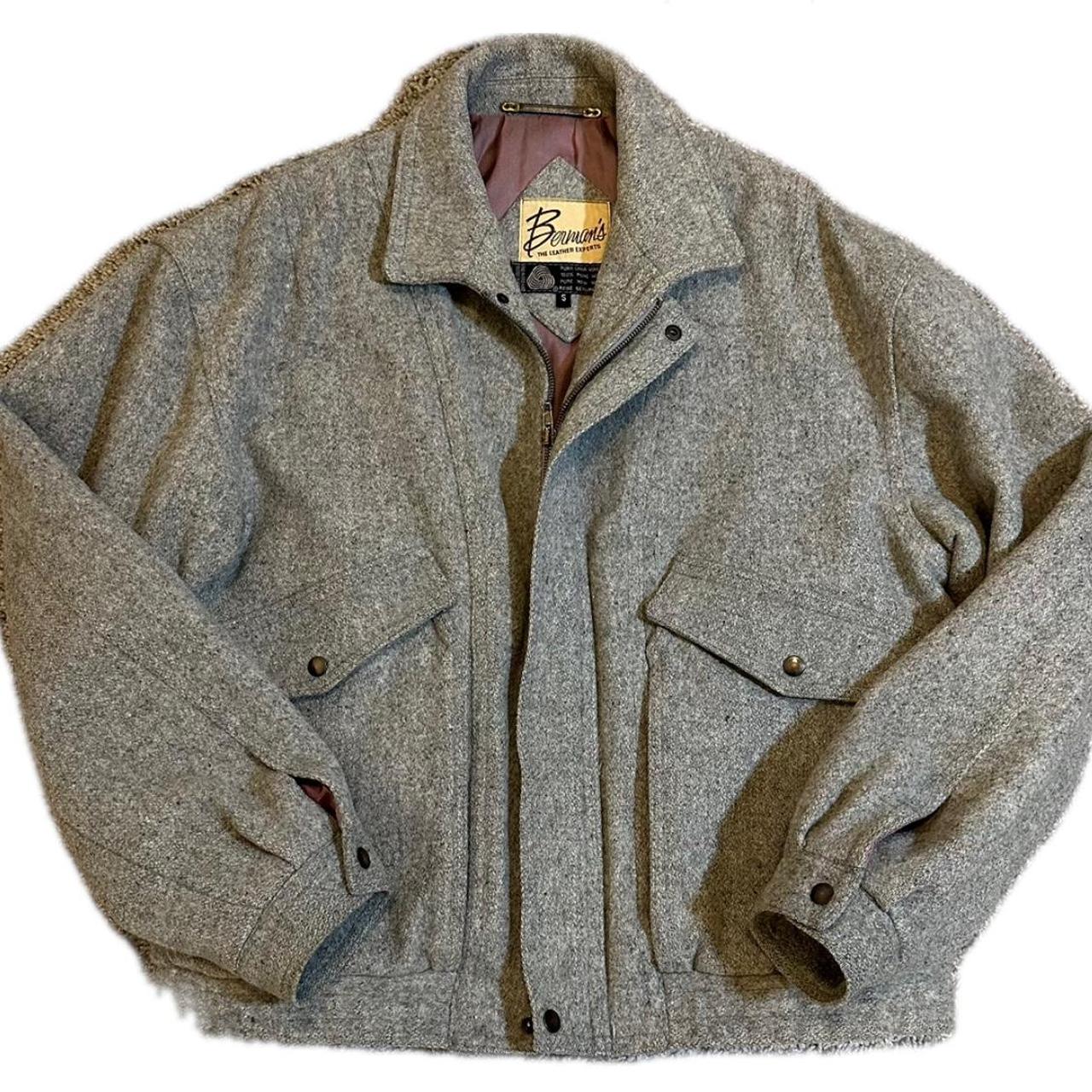 Berman’s Gray Bomber Style Wool Jacket Men’s Size... - Depop