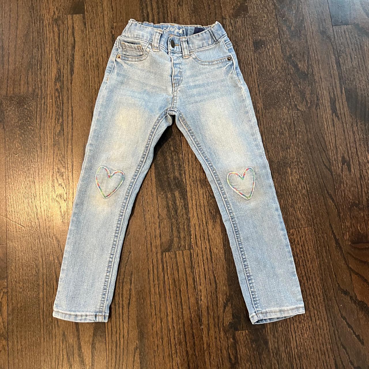 Girls cat and jack jeans size 5T with hearts on the... | Depop