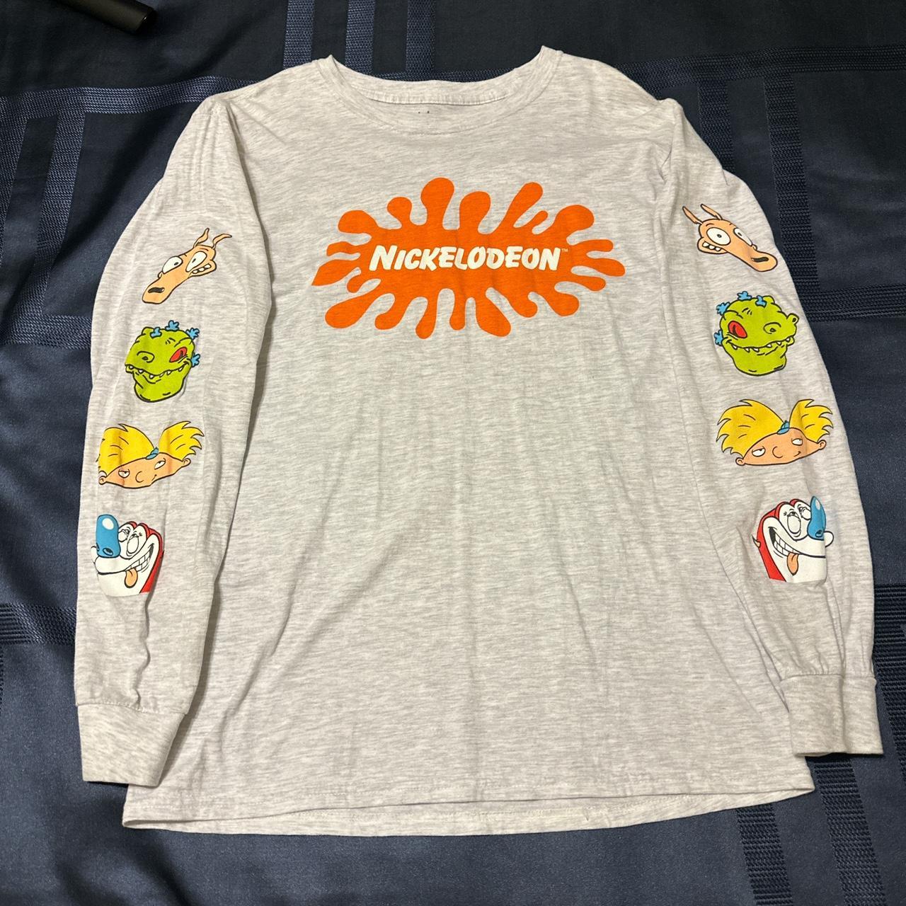 Retro Nickelodeon Throwback Long Sleeve Tee Grey &... | Depop