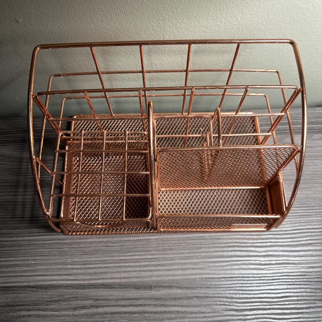 rose gold metal desk organizer with drawer ᯓ★ PLZ... | Depop