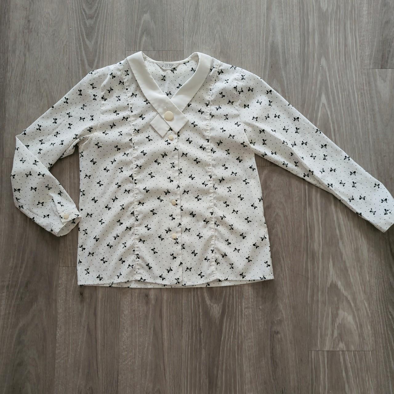 Vintage Japanese Ribbon Patterned Blouse Bought in... - Depop