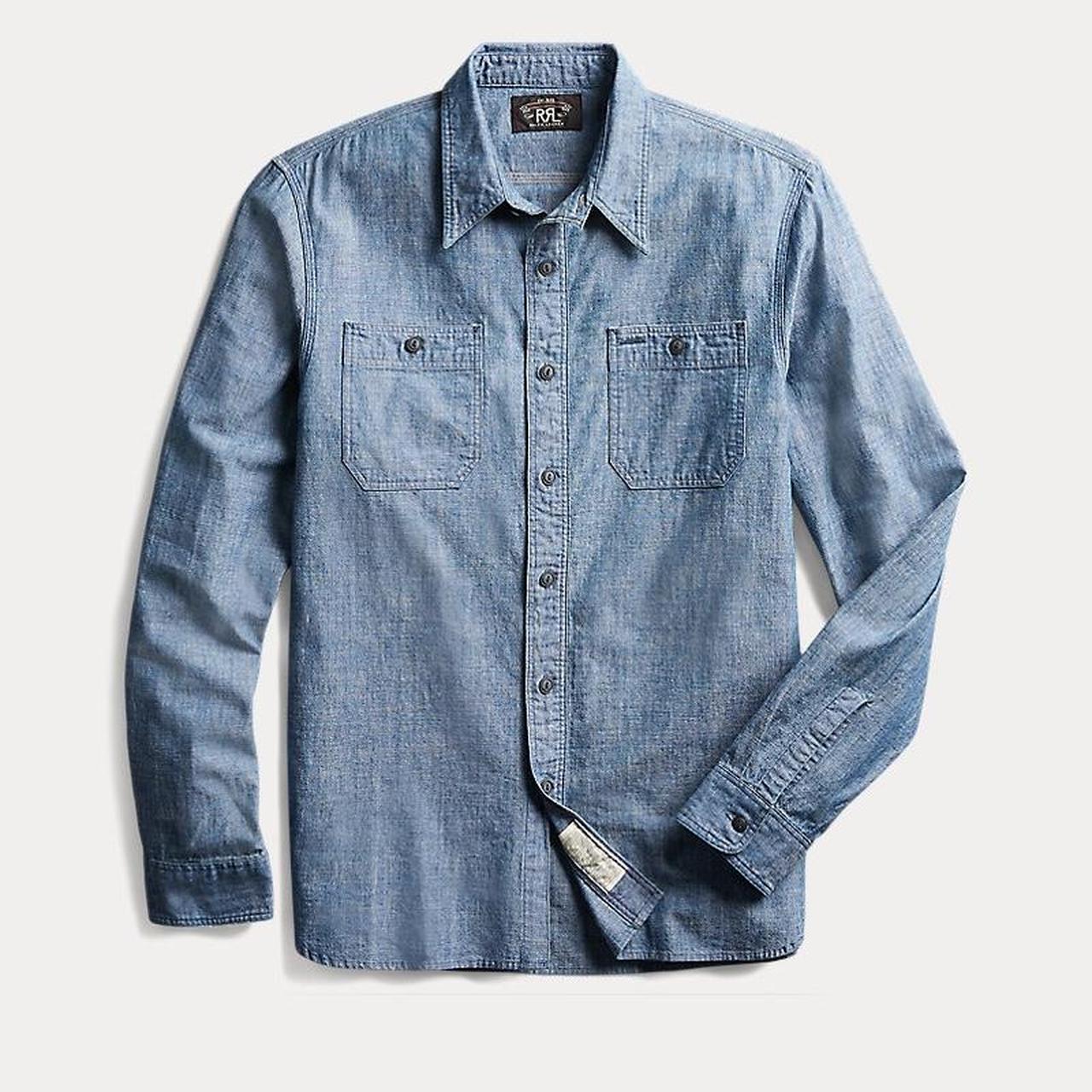 RRL indigo chambray work shirt in size M. Bought... - Depop