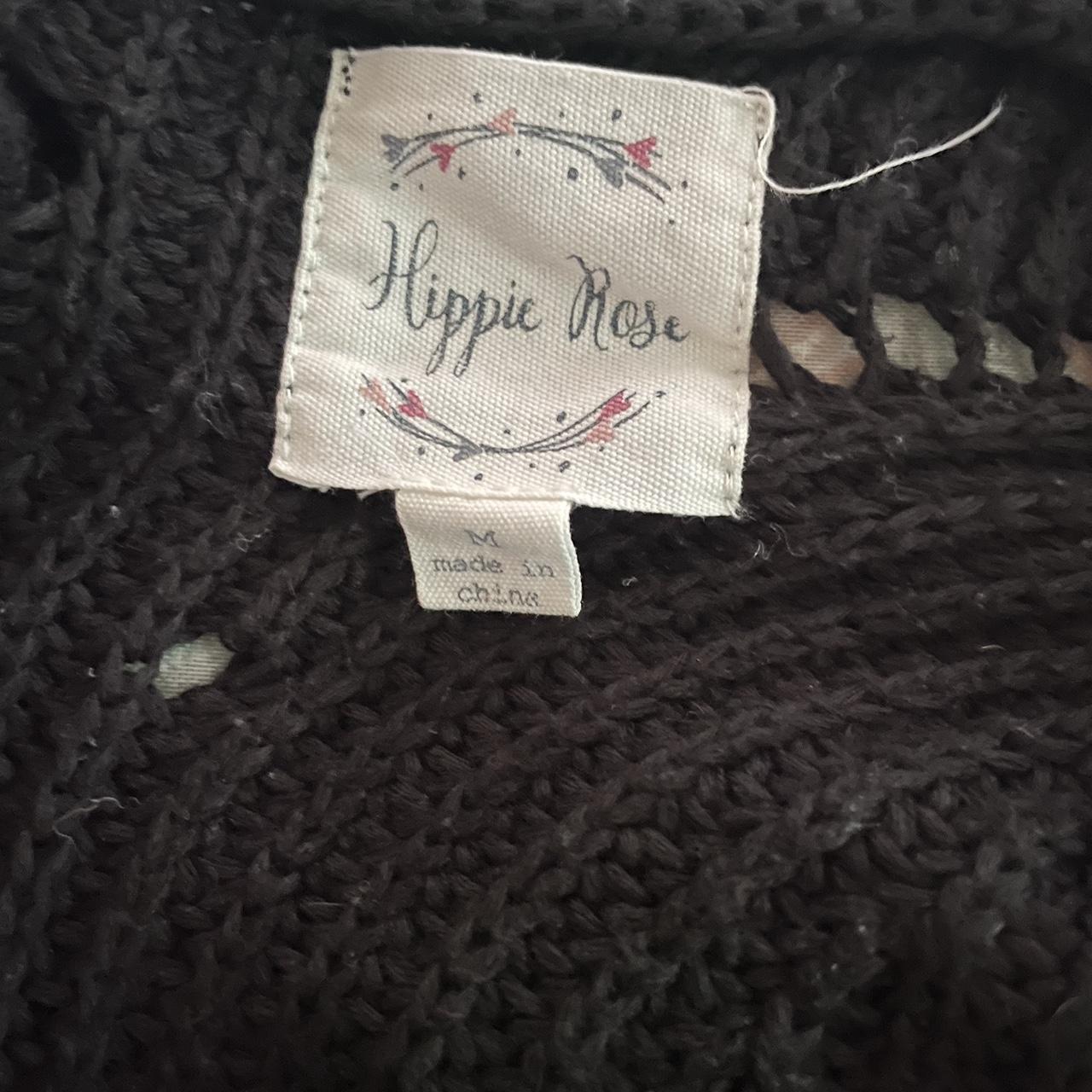 hippie rose brand size medium black cardigan braided... - Depop
