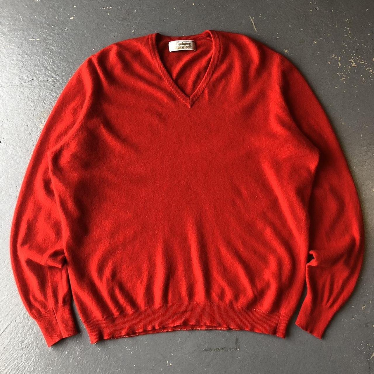 1970's RED CASHMERE V-NECK SWEATER - This is... - Depop