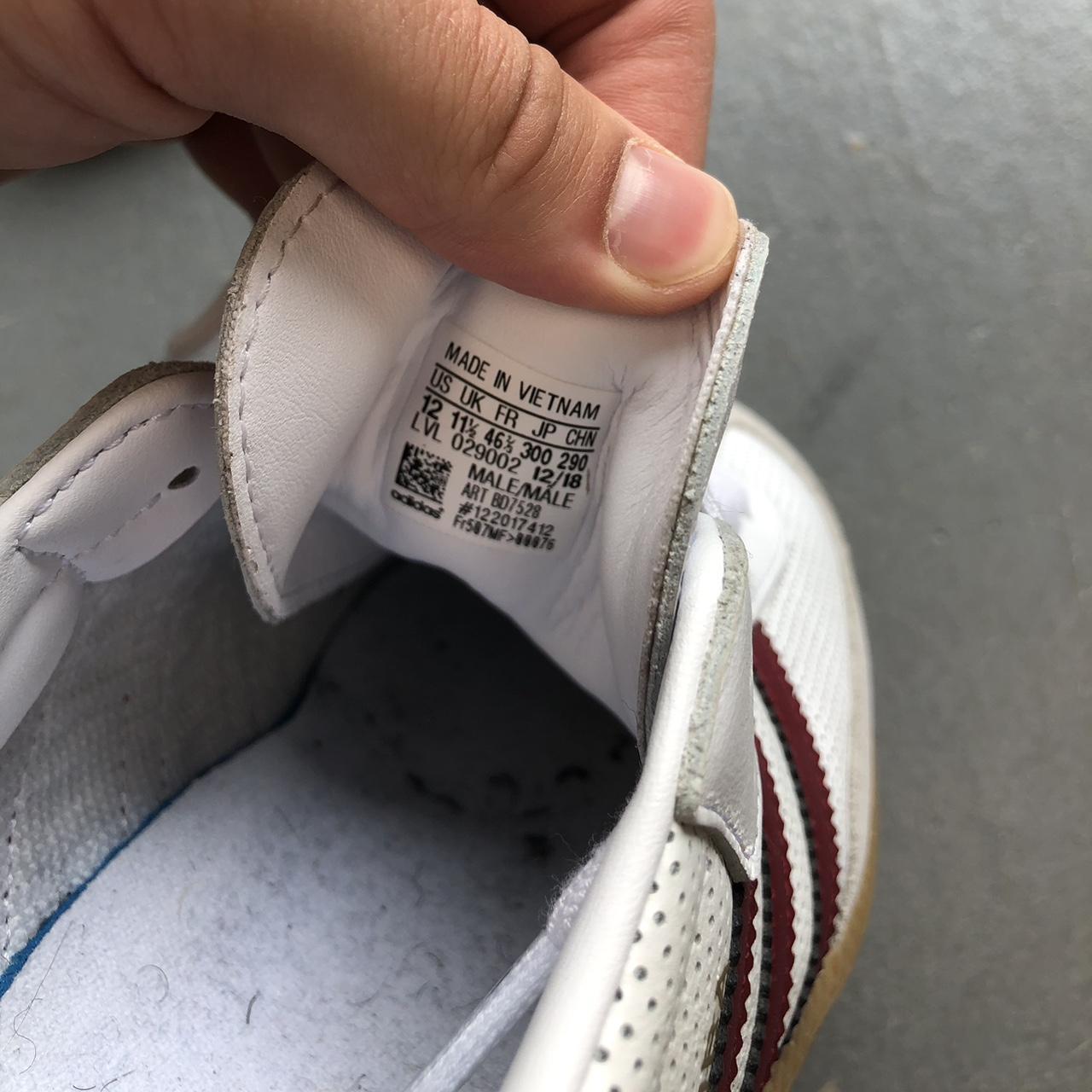 Adidas Men's White and Burgundy Trainers | Depop