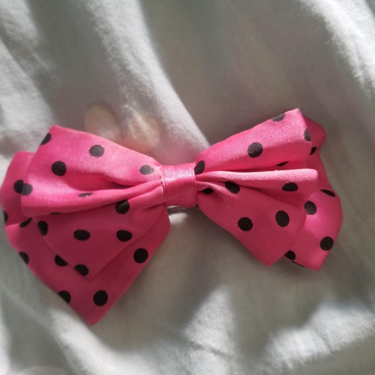 Hot pink poka dot bow #y2k #scene #emo #punk #bows - Depop