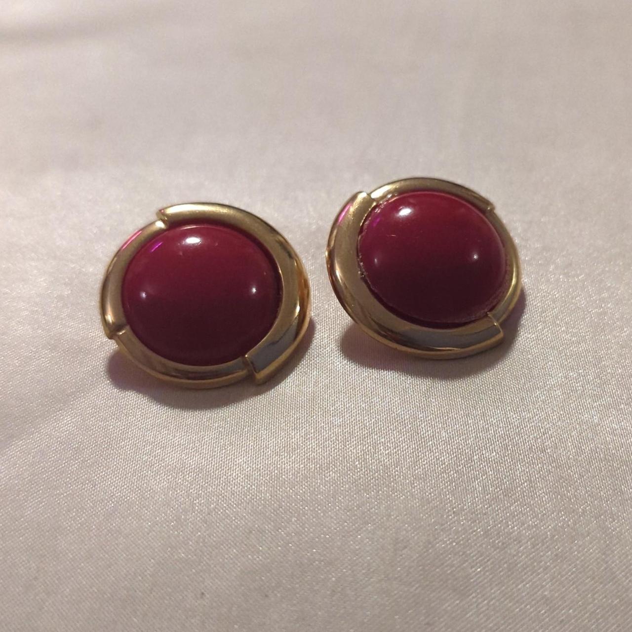 Bold red and gold statement earrings. Clip ons. #Glam - Depop