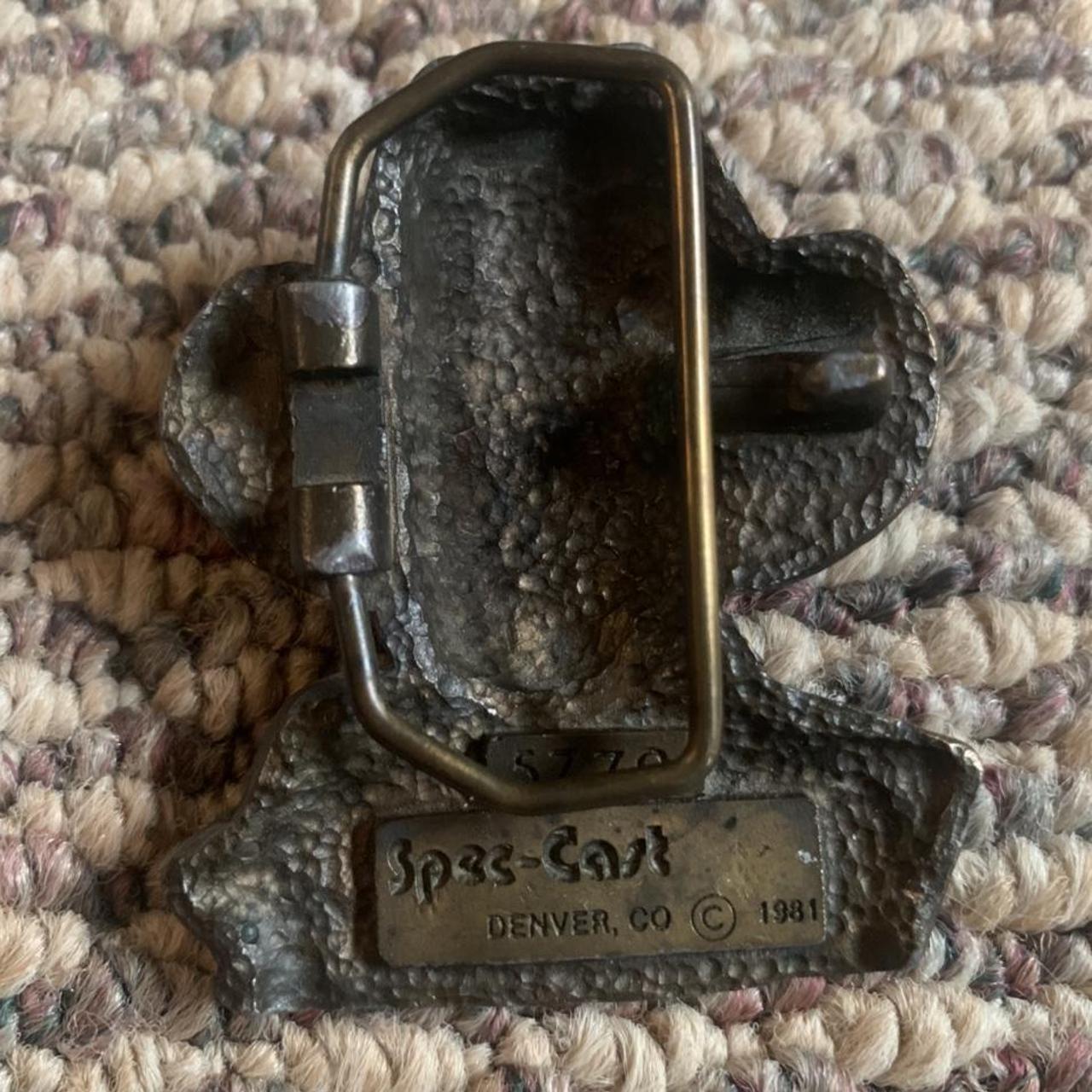 Vintage 1981 Spec-Cast Cowboy Brass Belt Buckle - Depop