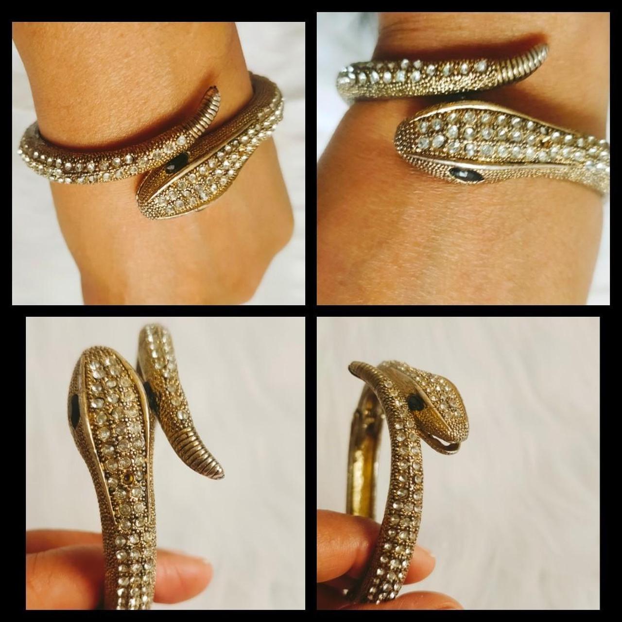 Fashionable Snake Design gold tone studded... - Depop