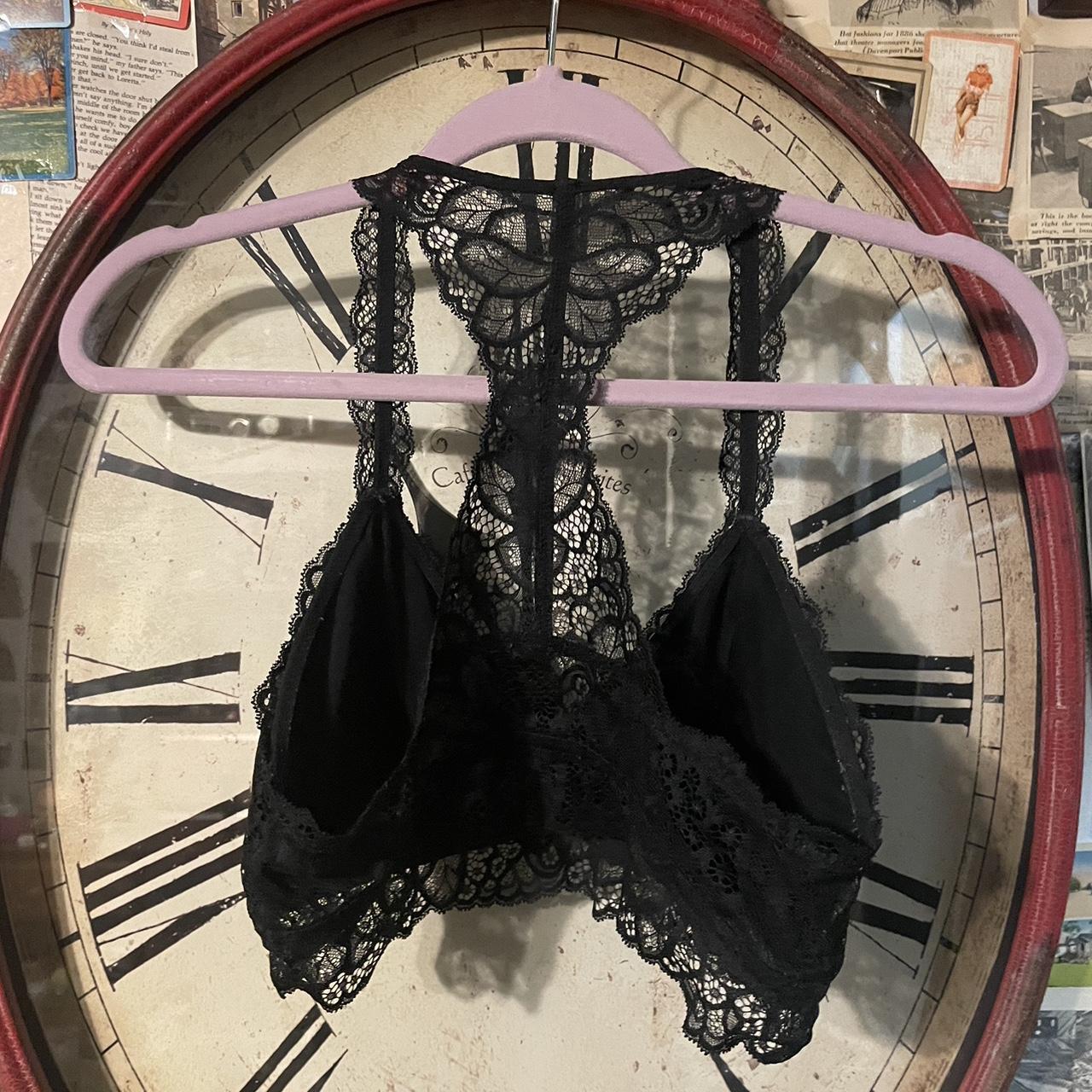 Black lace bralette Gently used Tag cut out~around... - Depop