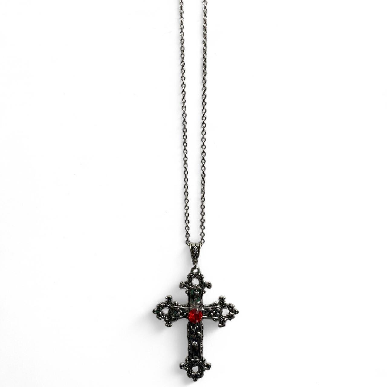 Black and red gothic cross pendant necklace 🖤 if... | Depop
