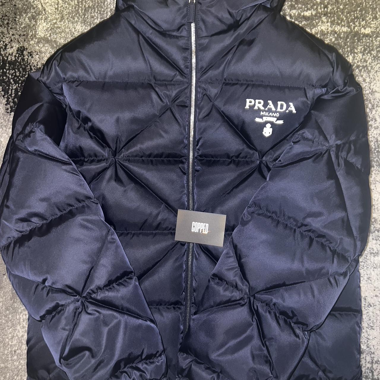 Prada puffer jacket Brand new navy Size 1 - Depop