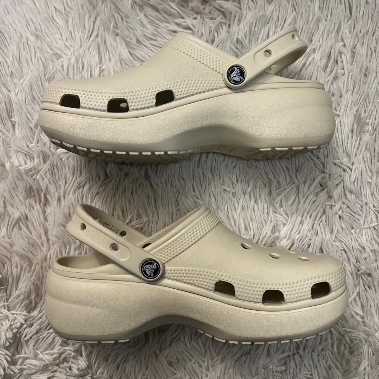 Platform Crocs Worn twice Bone Women’s size 8 - Depop