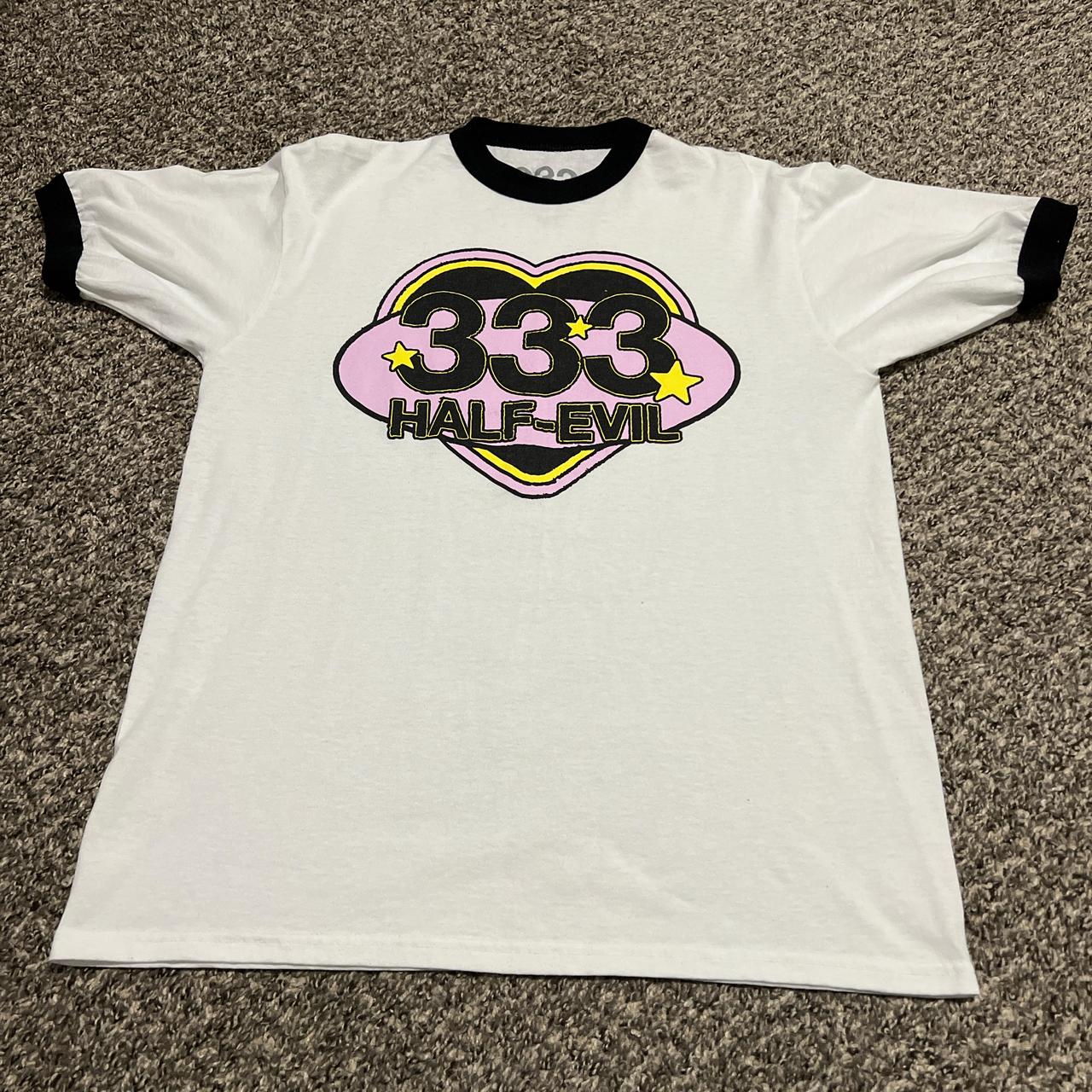 Half Evil Heart Ringer Tee Cuffs/ribbed sleeves and... - Depop