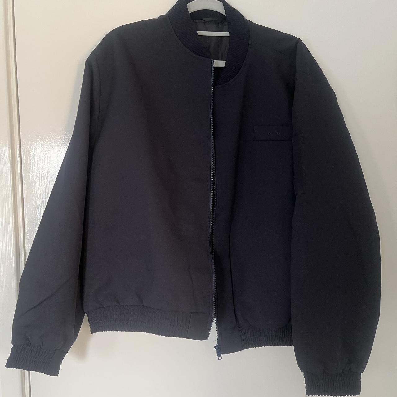 Blue bomber jacket Small to Medium Measurements in... - Depop