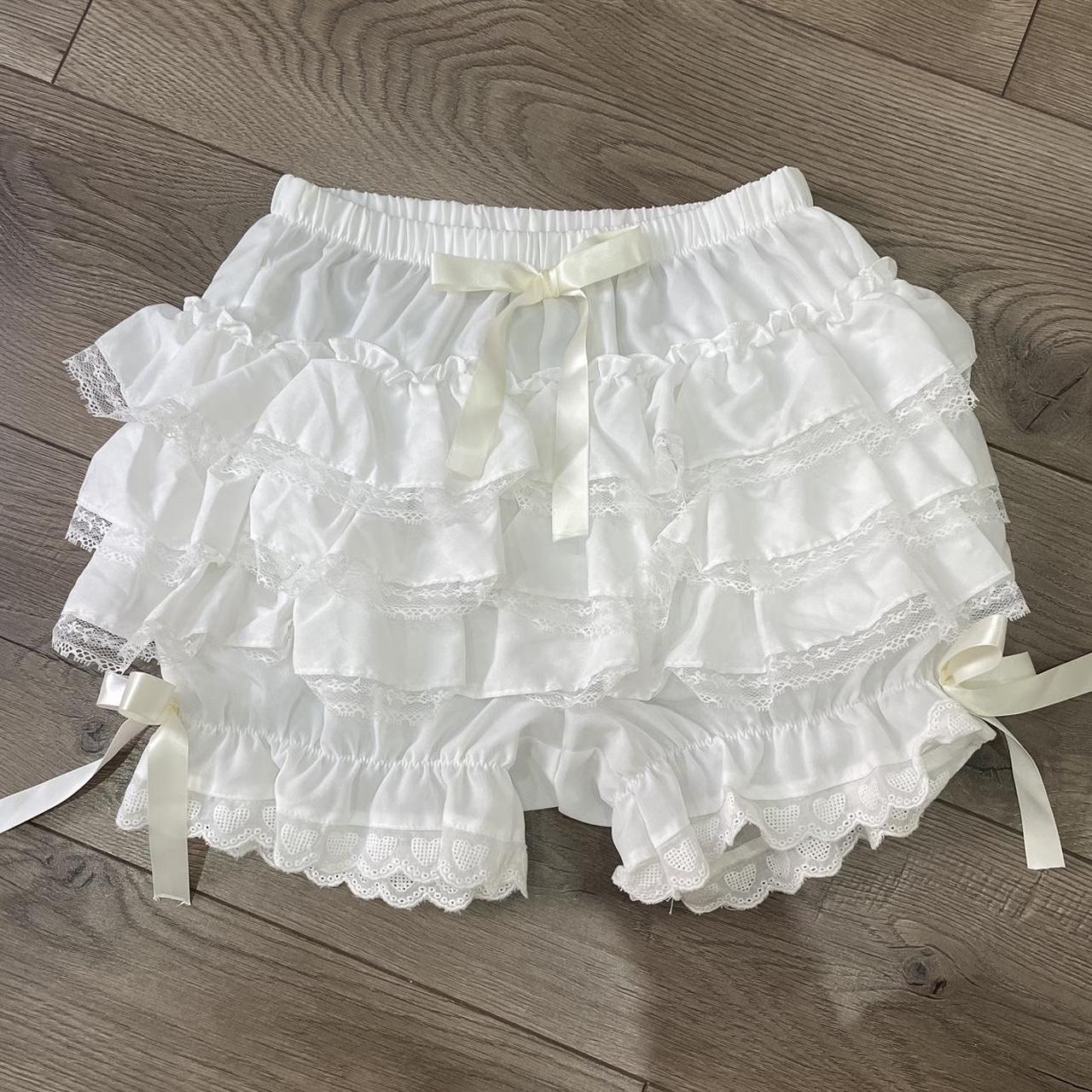 Coquette white lace ribbon bloomers Size s but can... - Depop