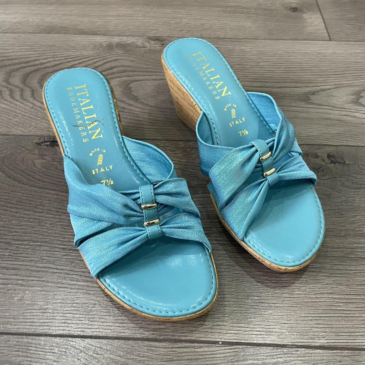 Italian teal blue platform sandals - Depop